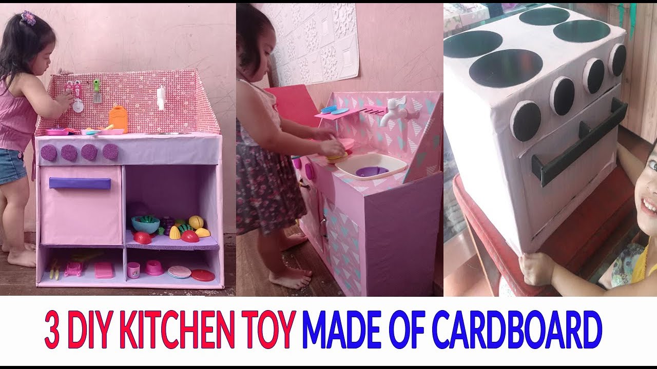 3 DIY KITCHEN TOY IDEAS MADE OF CARDBOARD | DIY CARDBOARD TOYS FOR KIDS ...