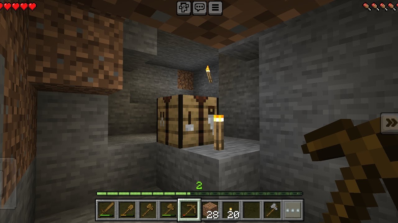 building a cave house in minecraft pocket edition (bedrock edition ...