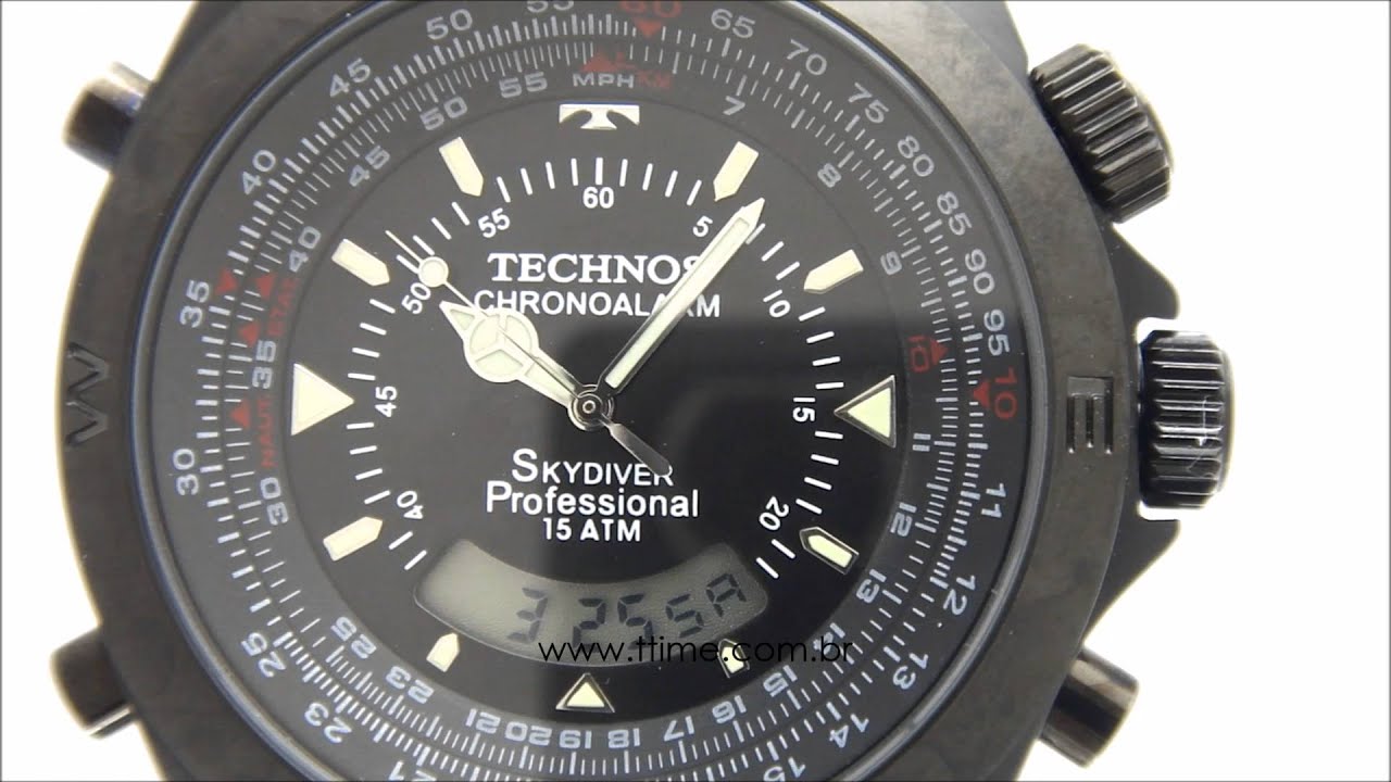 RELÓGIO TECHNOS SKYDIVER PROFESSIONAL T20570/1P - YouTube
