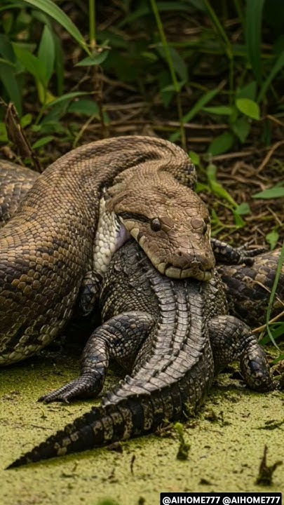 Python jaw teared by alligator while swallowing it #wildlife #nature # ...