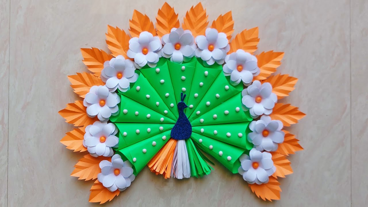 Independence day /Republic Day craft idea. Diy. Tricolour Peacock Wall ...