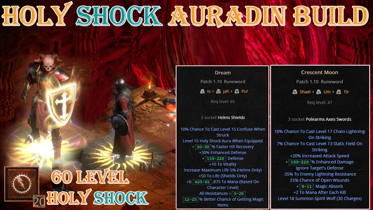 Diablo II Resurrected - Holy Shock Auradin Mercenary Build(60 Level Holy Fire ) - YouTube