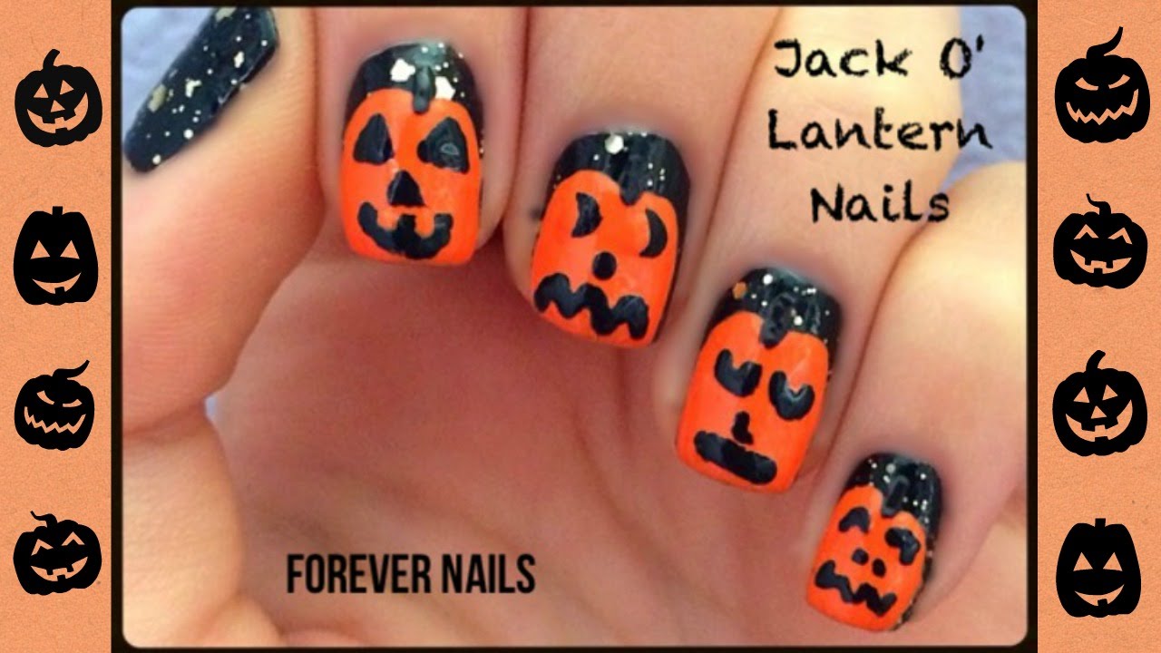 Jack O' Lantern Nails - YouTube
