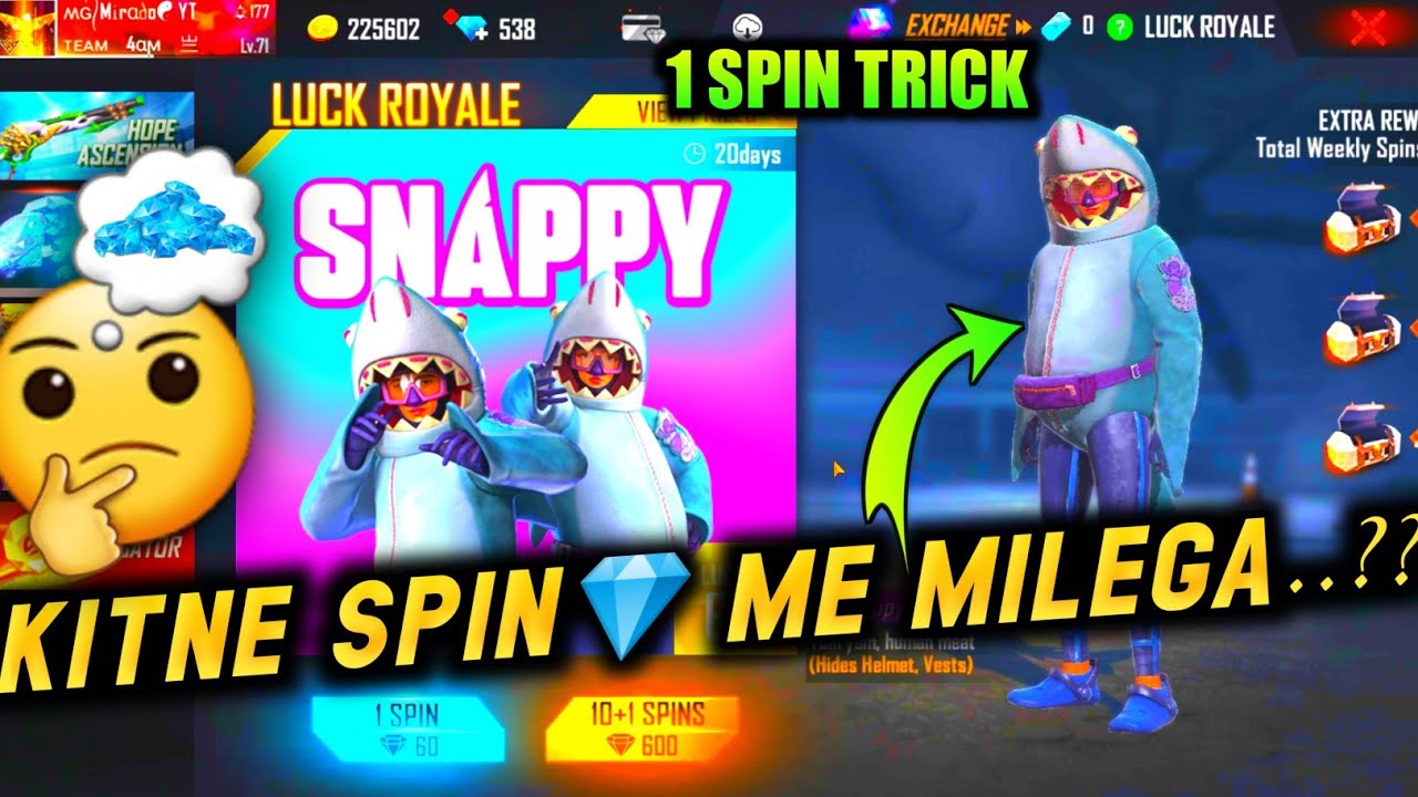 NEW DIAMOND ROYALE BUNDLE 1 SPIN TRICK | FREE FIRE NEW EVENT | SNAPPY ...