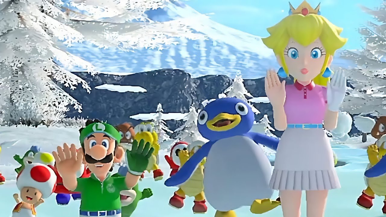 Mario Golf Super Rush Peach vs Mario vs Luigi in Blustery Basin - YouTube