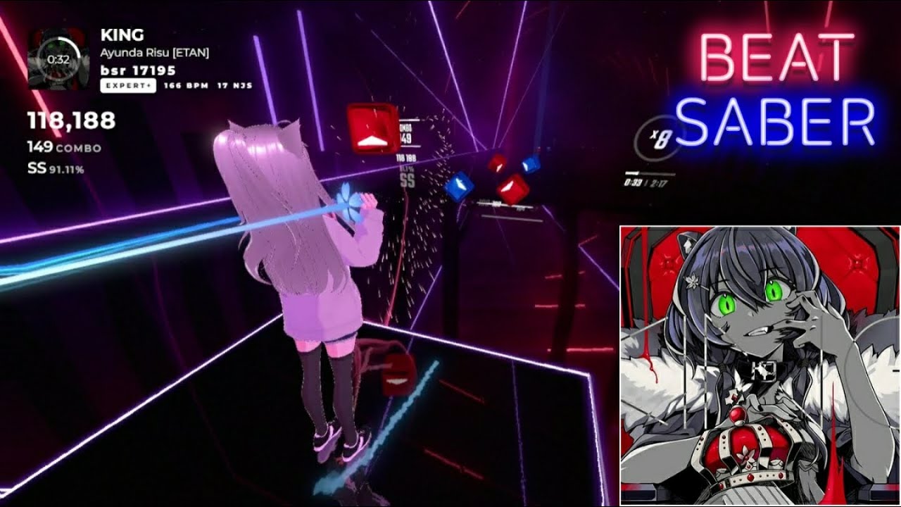 【Beat Saber】KING / Kanaria (Ayunda Risu Cover) 【ボカロ曲】 - YouTube