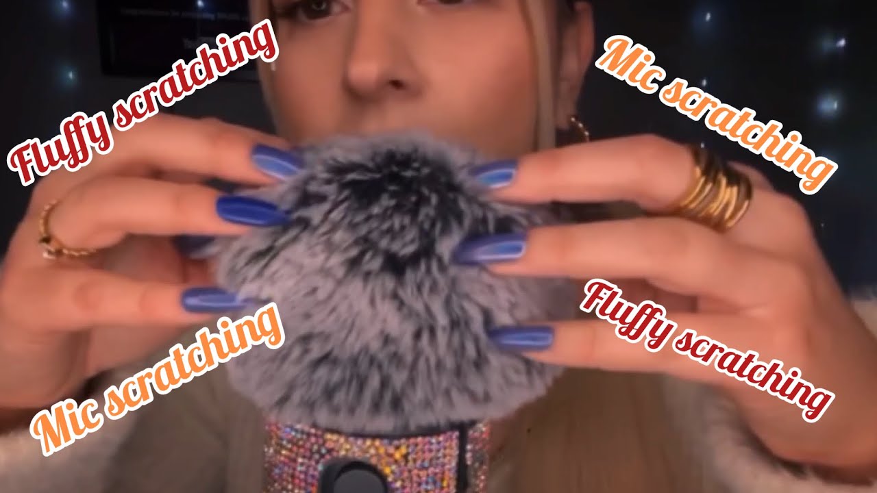 ASMR| Alexandria asmr only fluffy mic scratching with mouth sounds ...