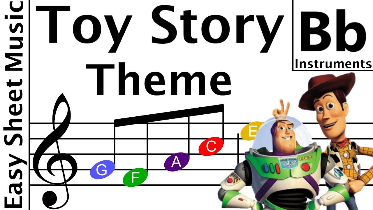 Toy Story Theme - Beginner Sheet Music Bb Instruments with Easy Notes ...
