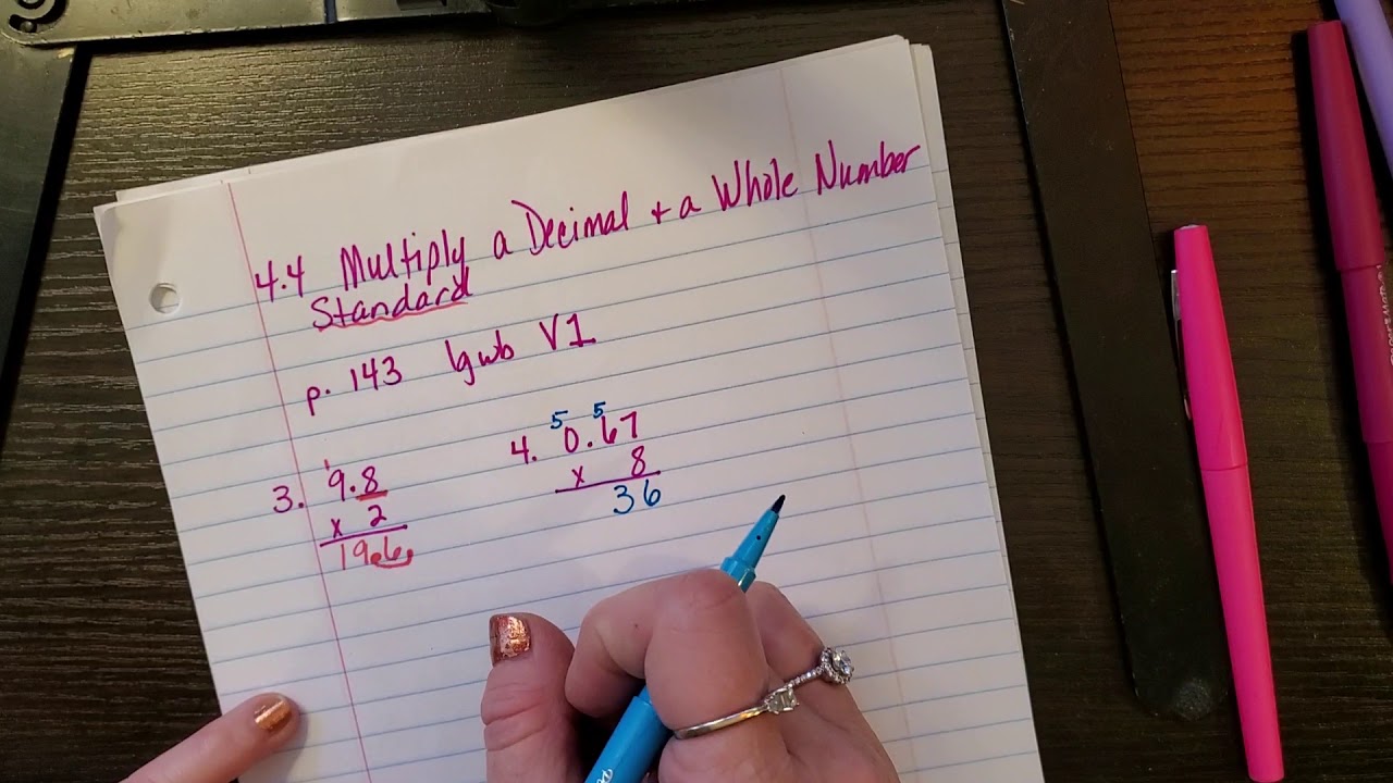Envision Math 5th grade Multiply a Decimal by a Whole Number Standard ...