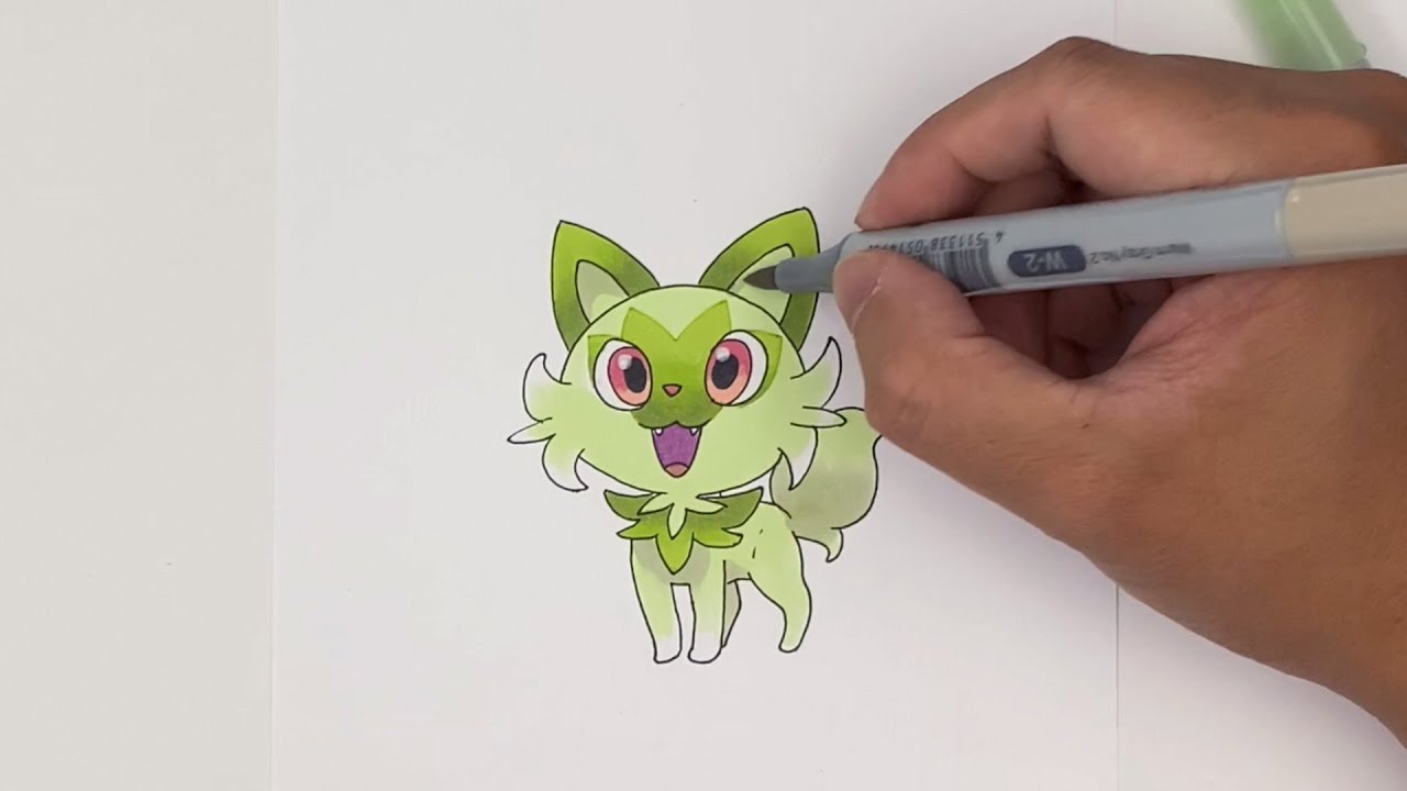 How to Draw Pokemon Sprigatito - YouTube