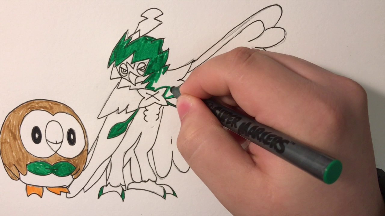 Speed Drawing Rowlet, Dartrix, Decidueye - YouTube