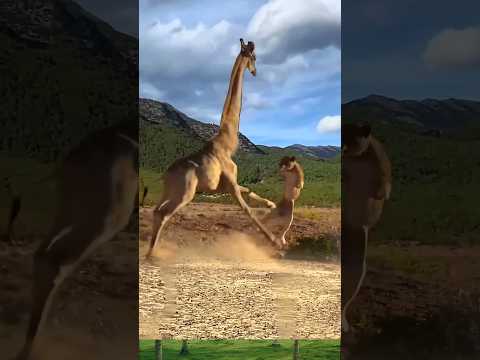 Giraffe vs lion fight 🦁🦒#likesadia #animals #beautiful #giraffe #lion