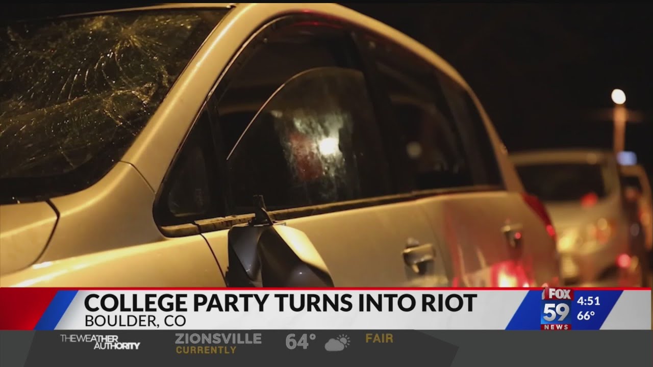 Colorado college party turns into riot - YouTube