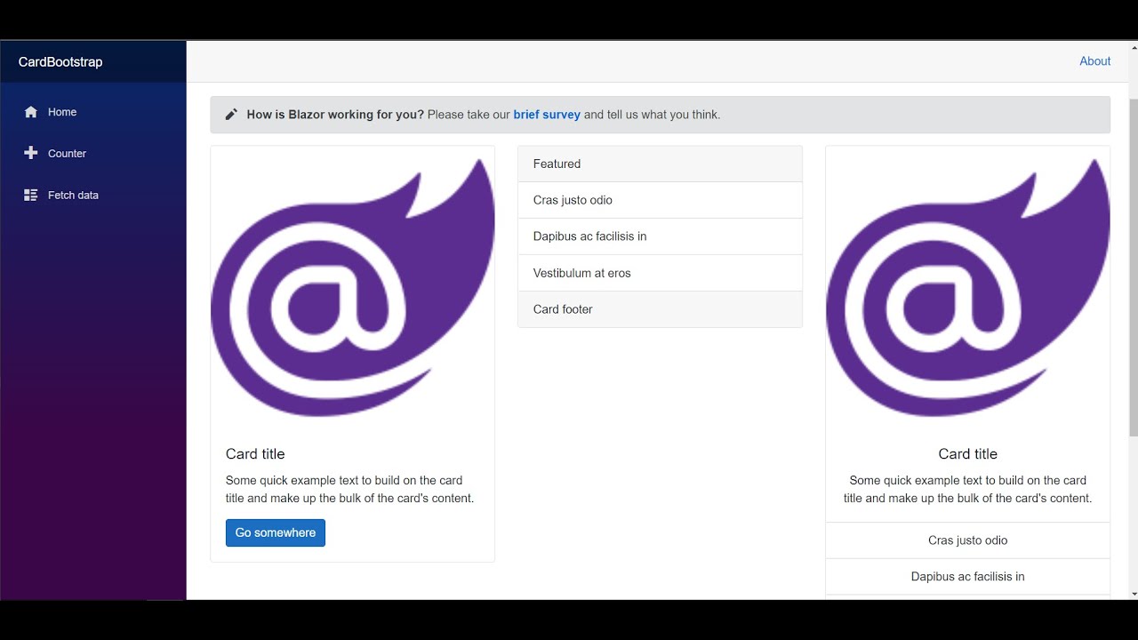 Blazor Card with Bootstrap 4 Part 2 - YouTube