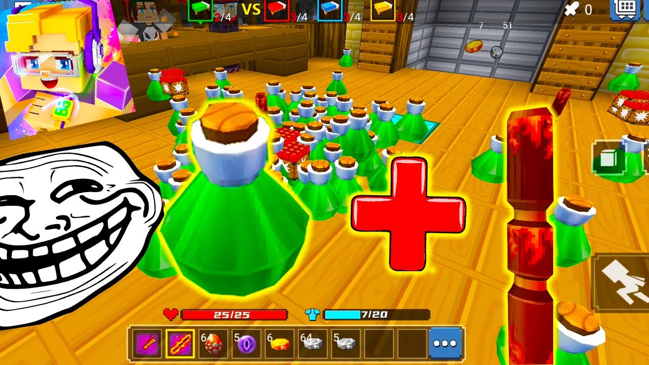 Blockman GO: invisible potion + blaze rod challenge 😃 Trolling in Bed ...