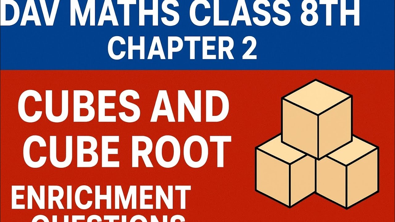 DAV MATHS CHAPTER 2 CUBES AND CUBE ROOTS ENRICHMENT QUESTIONS Q1,2 ...