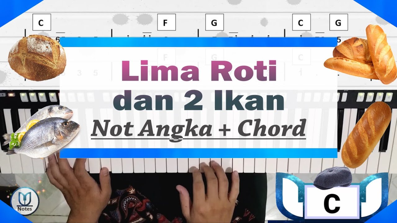 Lima Roti dan Dua Ikan | Keyboard Tutorial Cover in C + Not Angka ...