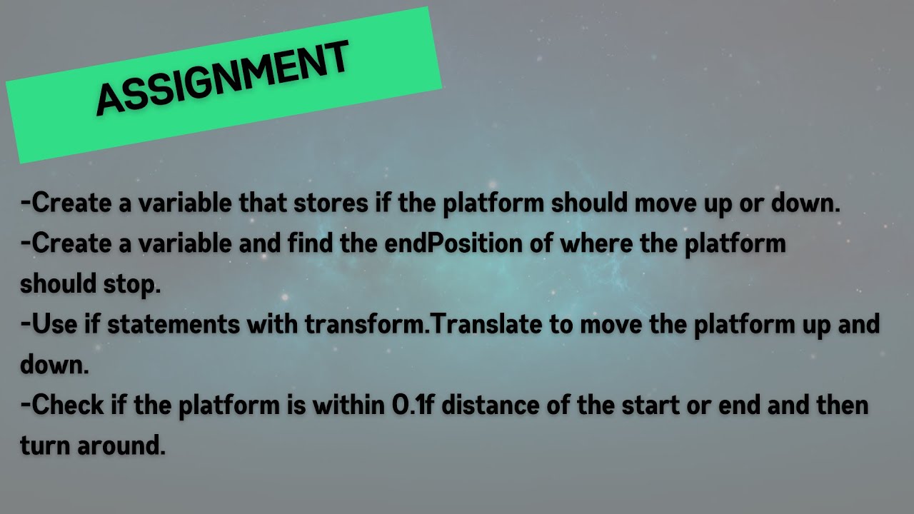 Unity for Beginners - 039 - Assignment - Make Platform move Up and Down ...