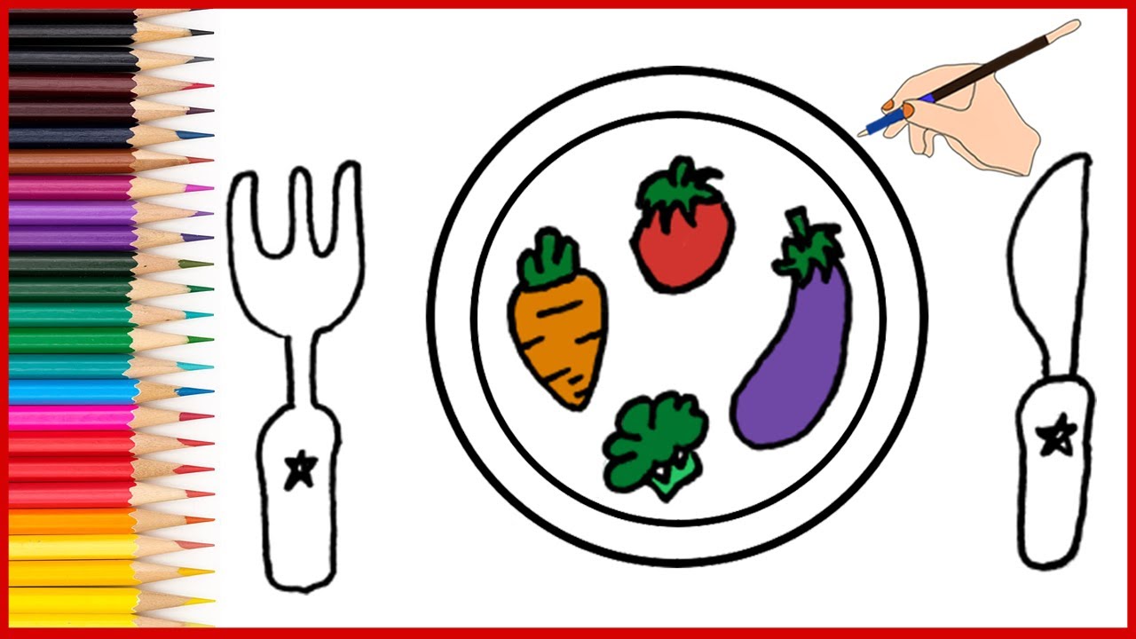How to draw vegetable plate 🍅🍆🍽️ 🥕 🥳 ll Satisfying video, ASMAR ll ...