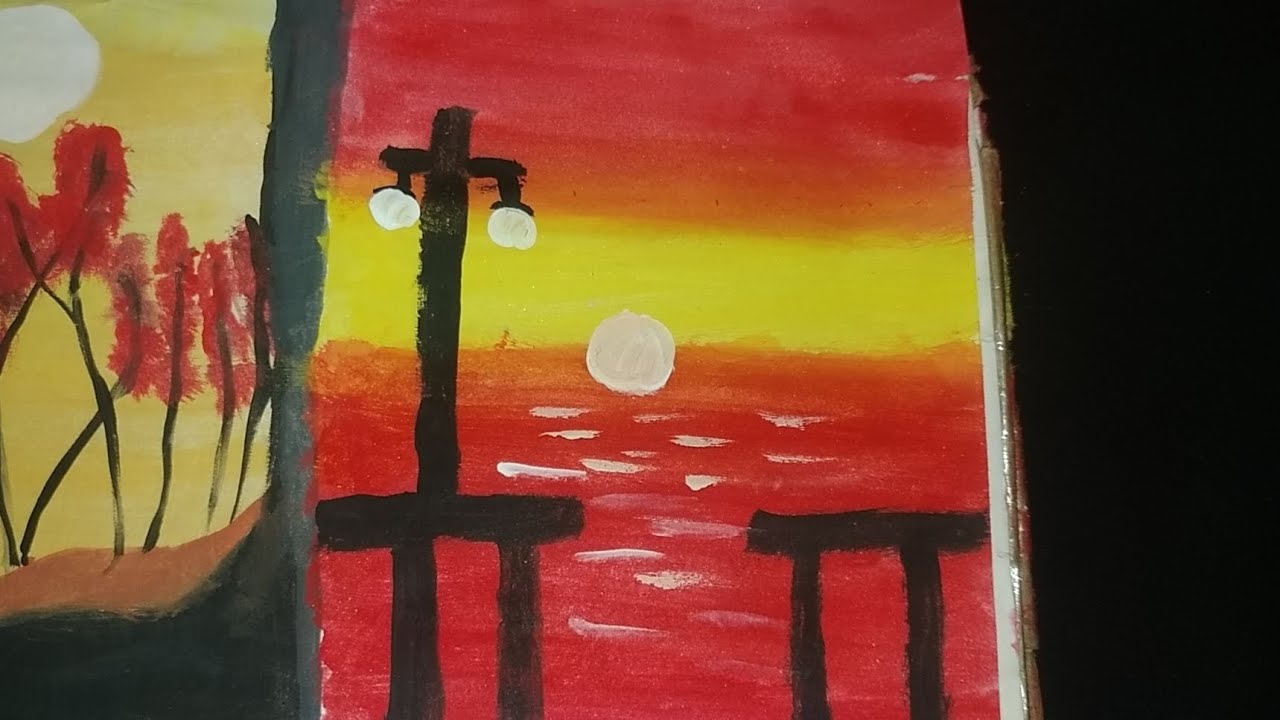 Day scenery | step by step scenery|drawing tutorial|with water color🎨 ...