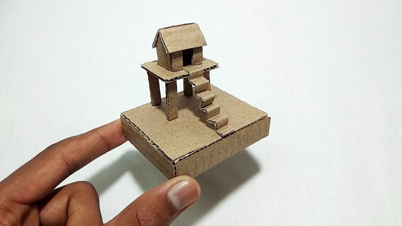 how to make a mini house in cardboard - YouTube