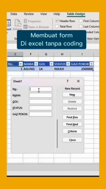 Cara membuat form tanpa coding di excel #belajarexcel #belajarexcelpemula #exceltutorial - YouTube