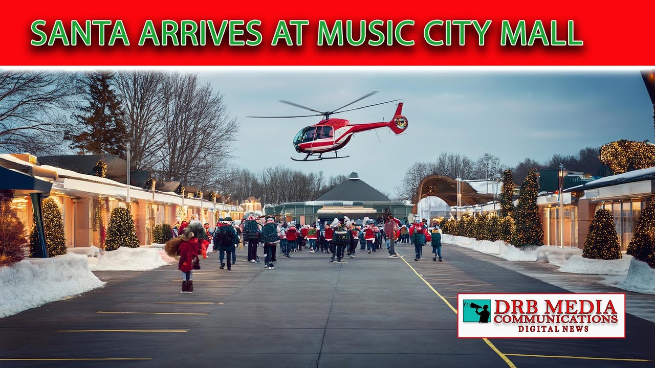 Holiday Season Kick Off Santa Landing at Music City Mall - YouTube
