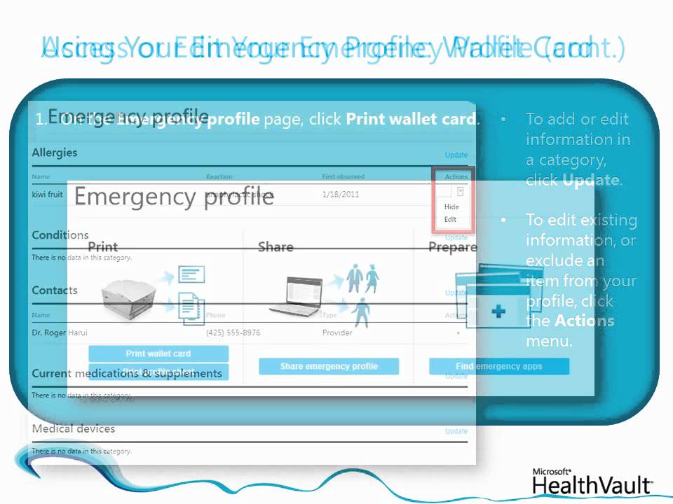 How to "Create and use your Emergency Profile in Microsoft HealthVault ...