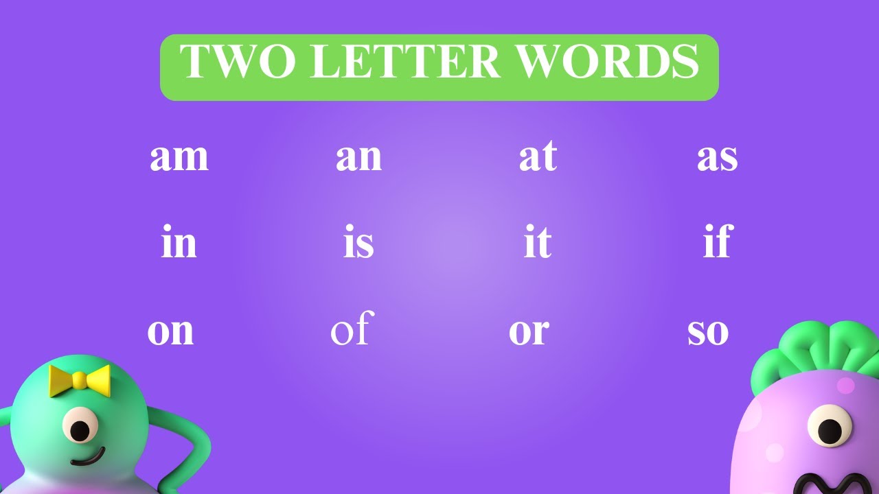 Two Letter Words | 2 letter words | English words for kids | Phonics ...