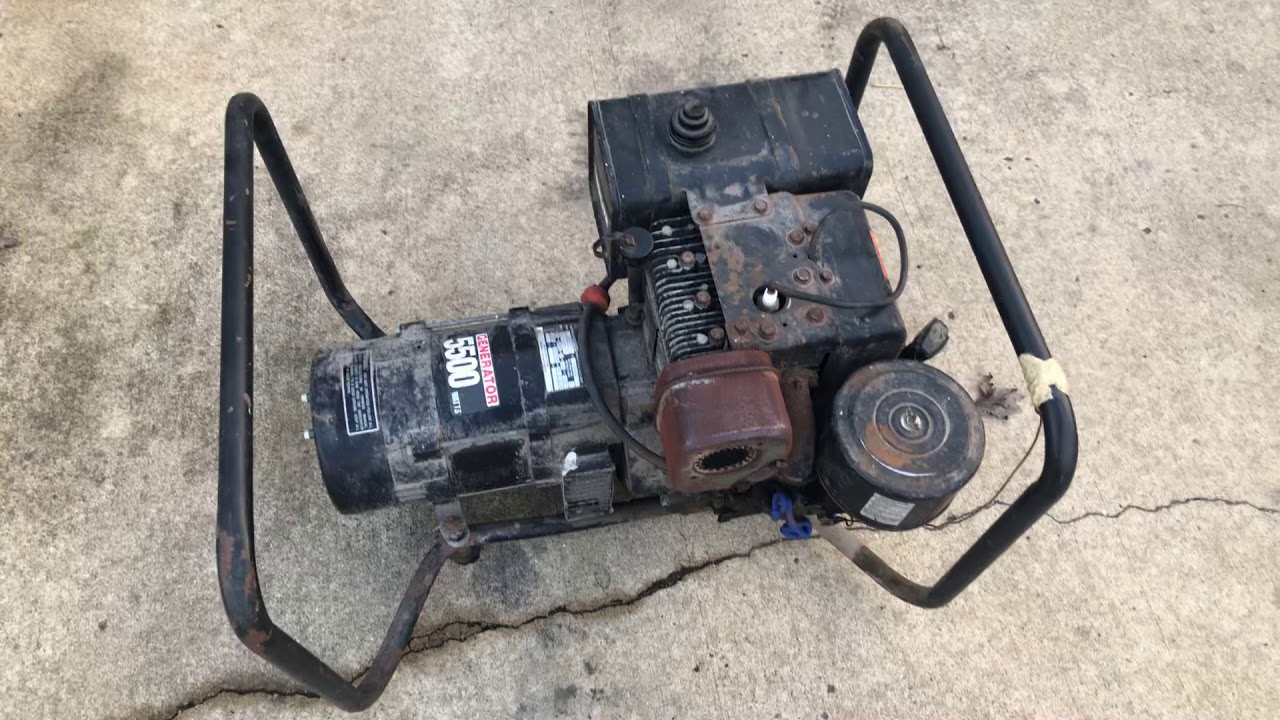 Homelite briggs 10 hp generator cold start - YouTube