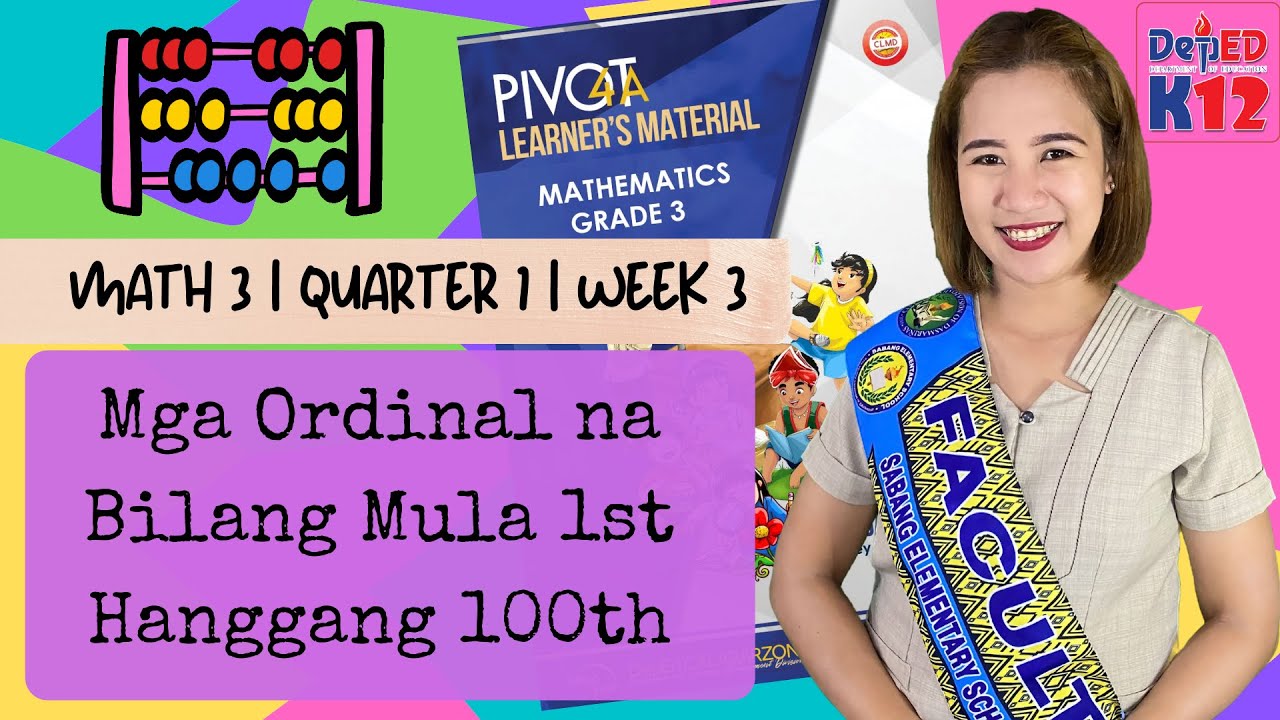 MATH 3 Q1 | WEEK 3 | LESSON 1 | MGA ORDINAL NA BILANG MULA 1st HANGGANG ...