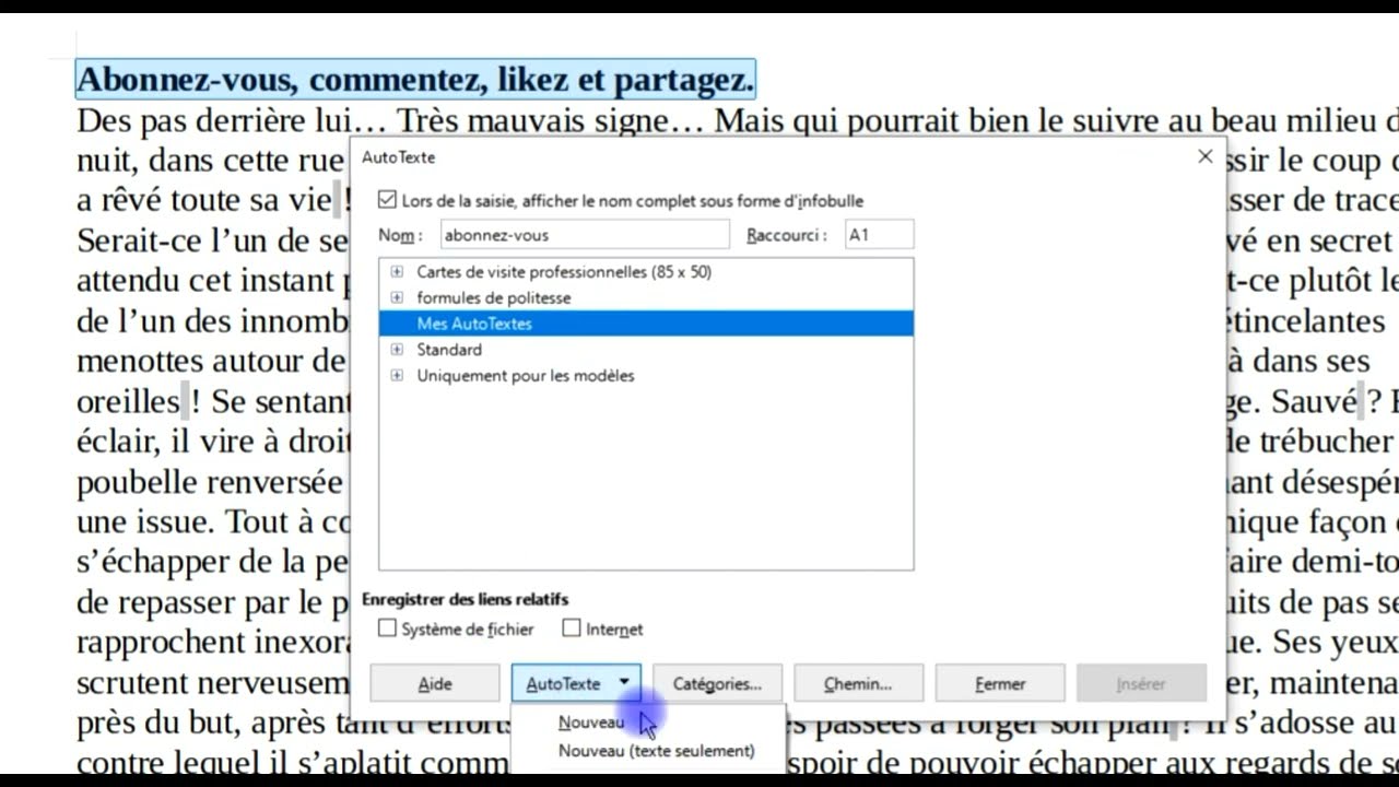 Libreoffice 7 Writer : créez un autotext, Lorem Ipsum, faux texte ou ...