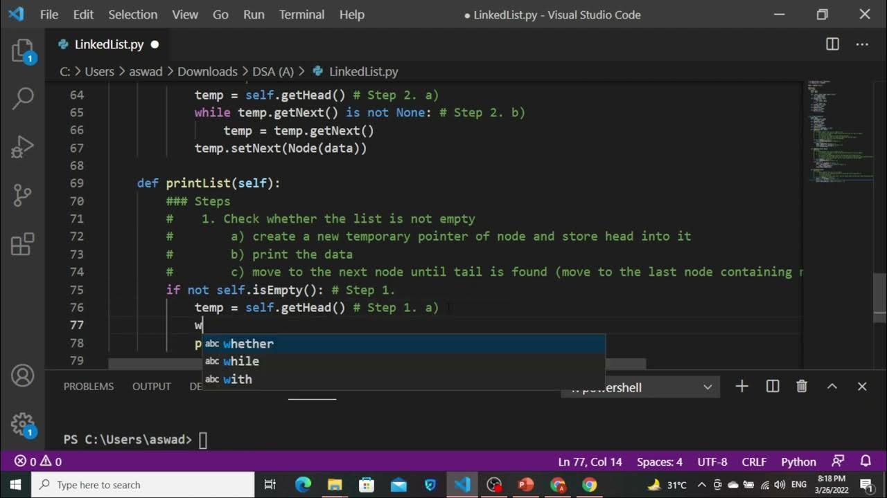 [Python] Singly linked list: Print list - YouTube