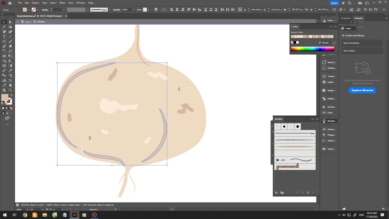 2025-11-28 | Drawing Jícama in Adobe Illustrator | Simple Vector Study ...