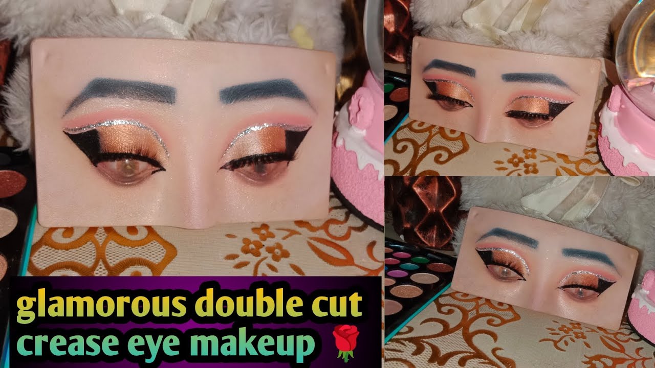 glamorous double cut crease eyes makeup look tutorial step by step full ...