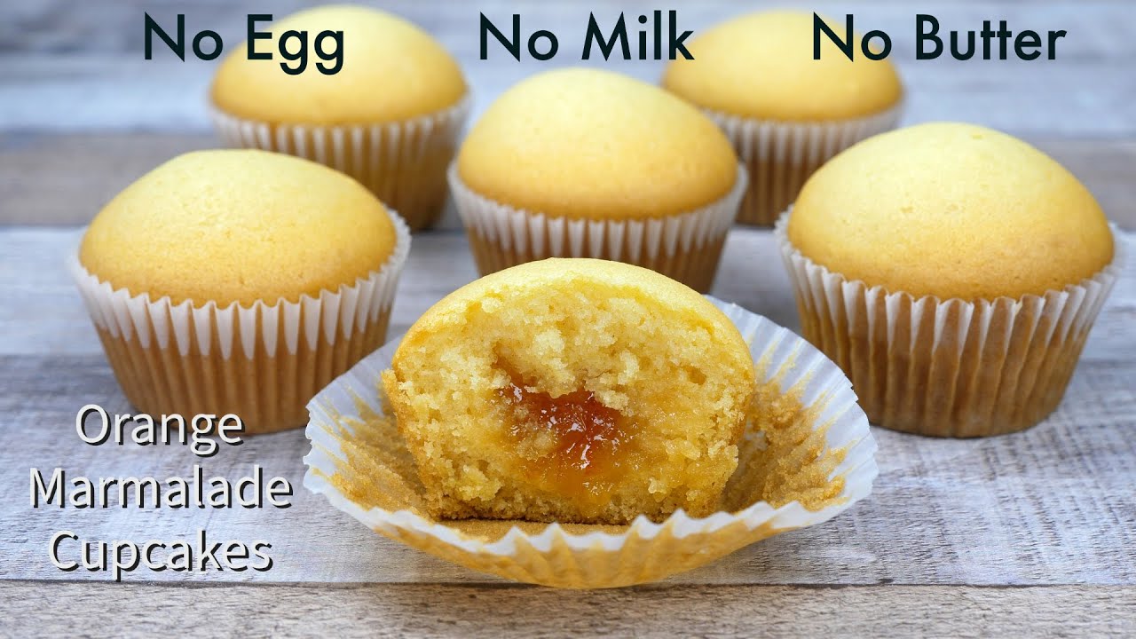 Super Moist Orange Marmalade Cupcakes | No Egg No Milk No Butter Cake ...