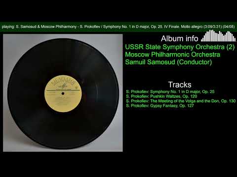 Samuil Samosud. S. Prokofiev: Symphony No. 1, Pushkin Waltzes, Gypsy Fantasy.