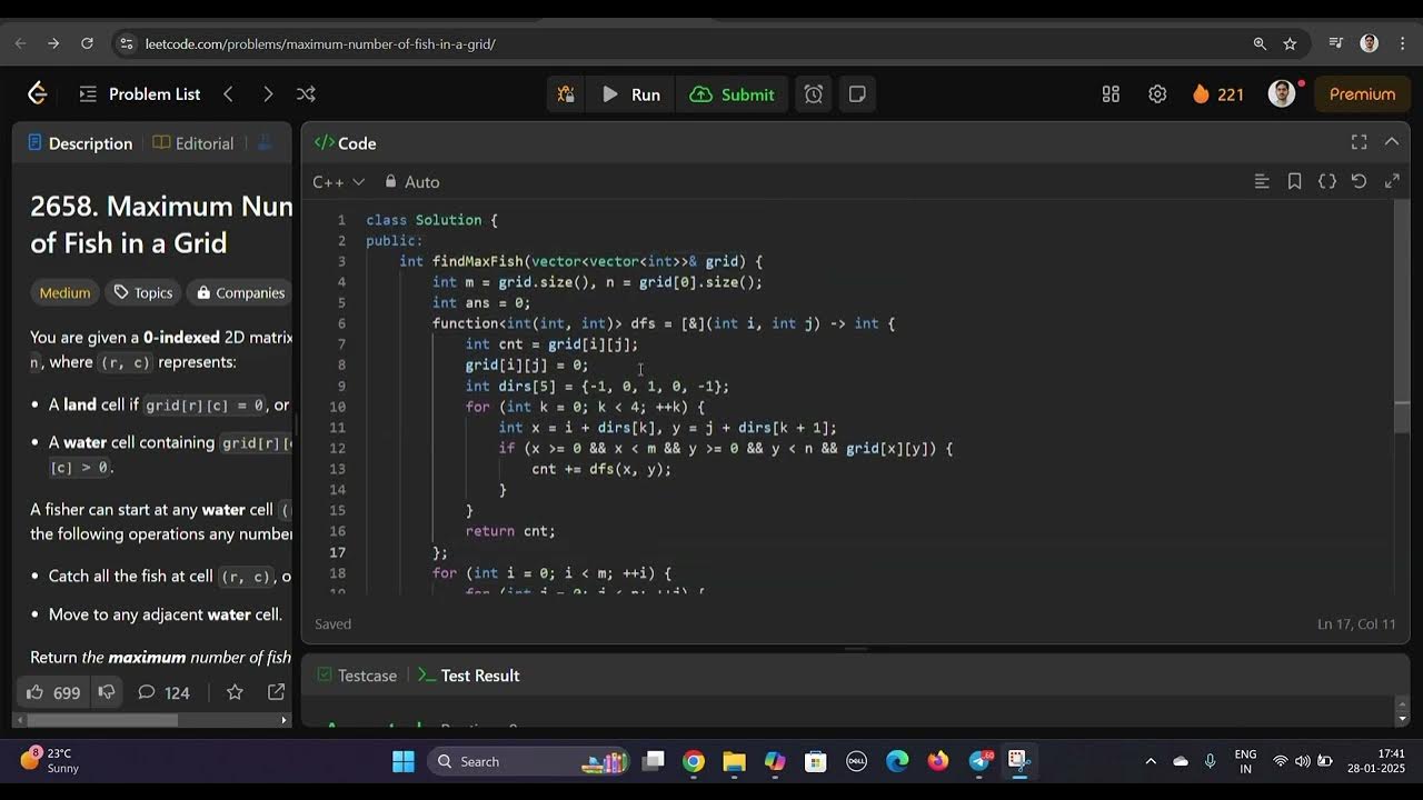 Maximum Number of Fish in a Grid| LEETCODE#POTD |28-01-2025|@DecodeMaster01 - YouTube
