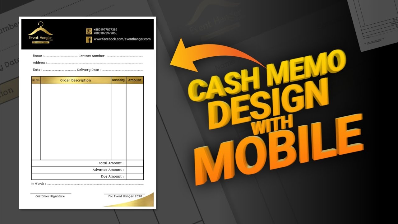 Cash memo Design with Mobile || Pixellab. - YouTube