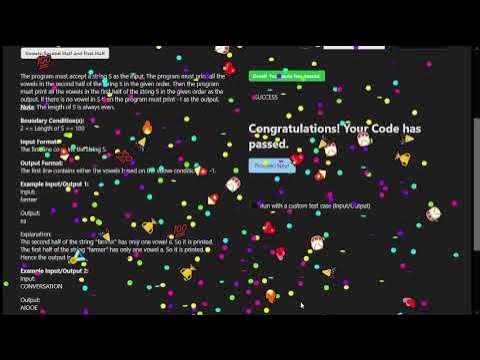 Skillrack Daily Challenge-Vowels-Second Half and First Half-(Program id-8769)in c with ...