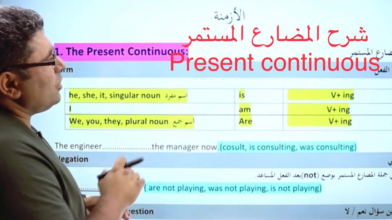 🔥🔥🔥Tenses: Present Continuous شرح قاعدة المضارع المستمر 🔥🔥🔥 - YouTube