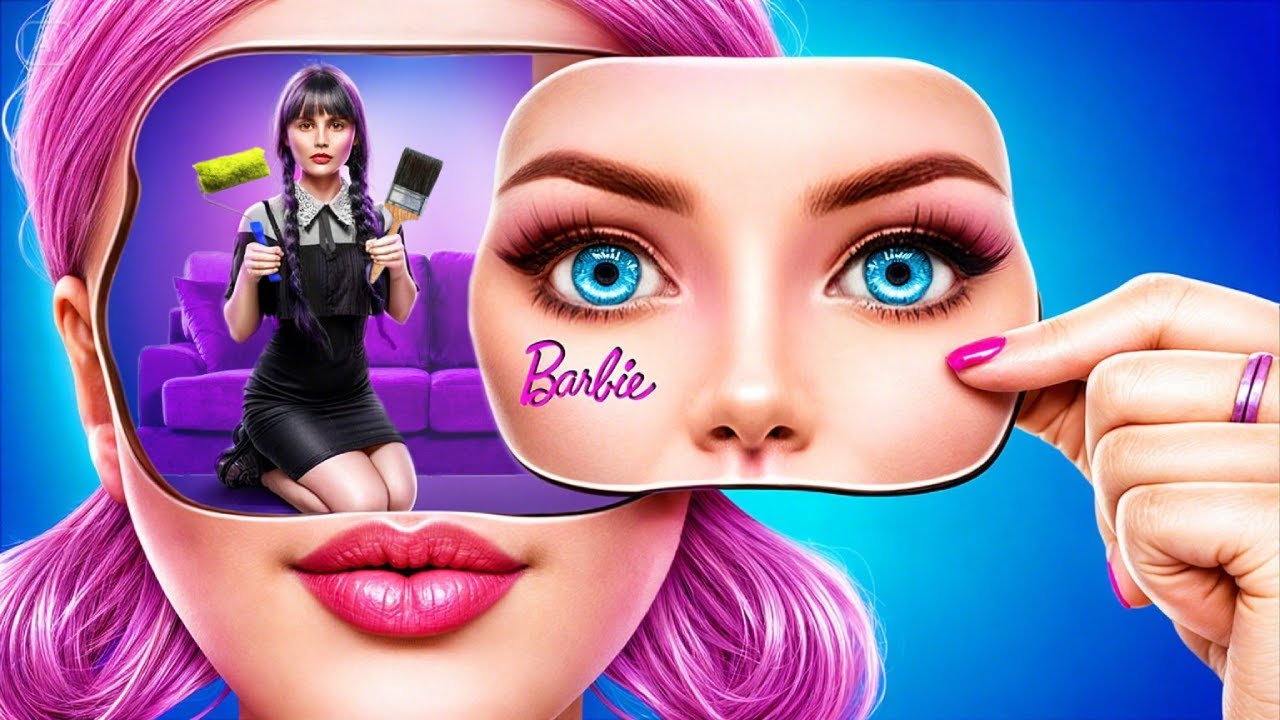 ¡Merlina Addams 2 vs muñeca Barbie! Batalla de construcción definitiva ...