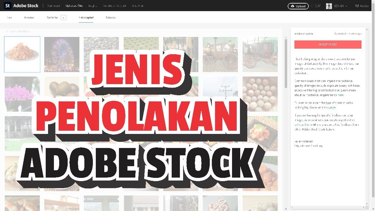 Beberapa Penolakan Adobe Stock Contributor Beserta Solusi - YouTube
