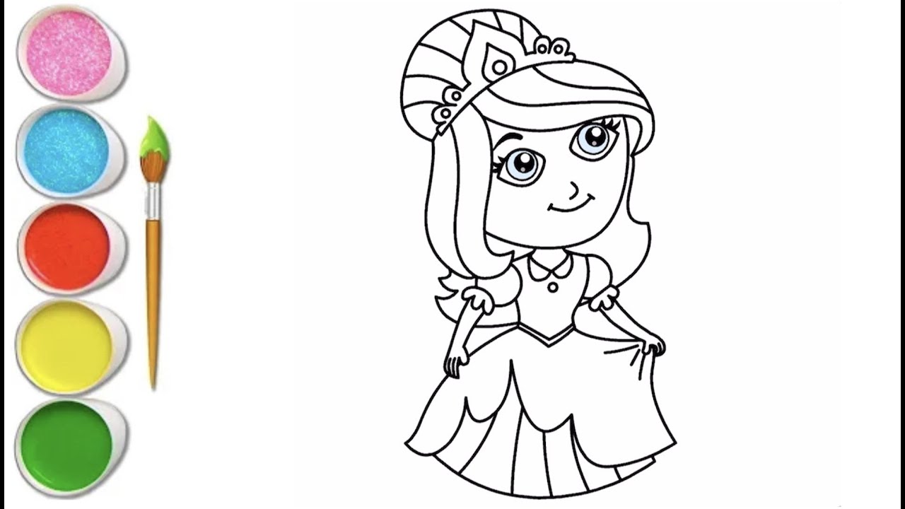 Cách vẽ công chúa xinh đẹp và tô màu - How to draw and color beautiful ...