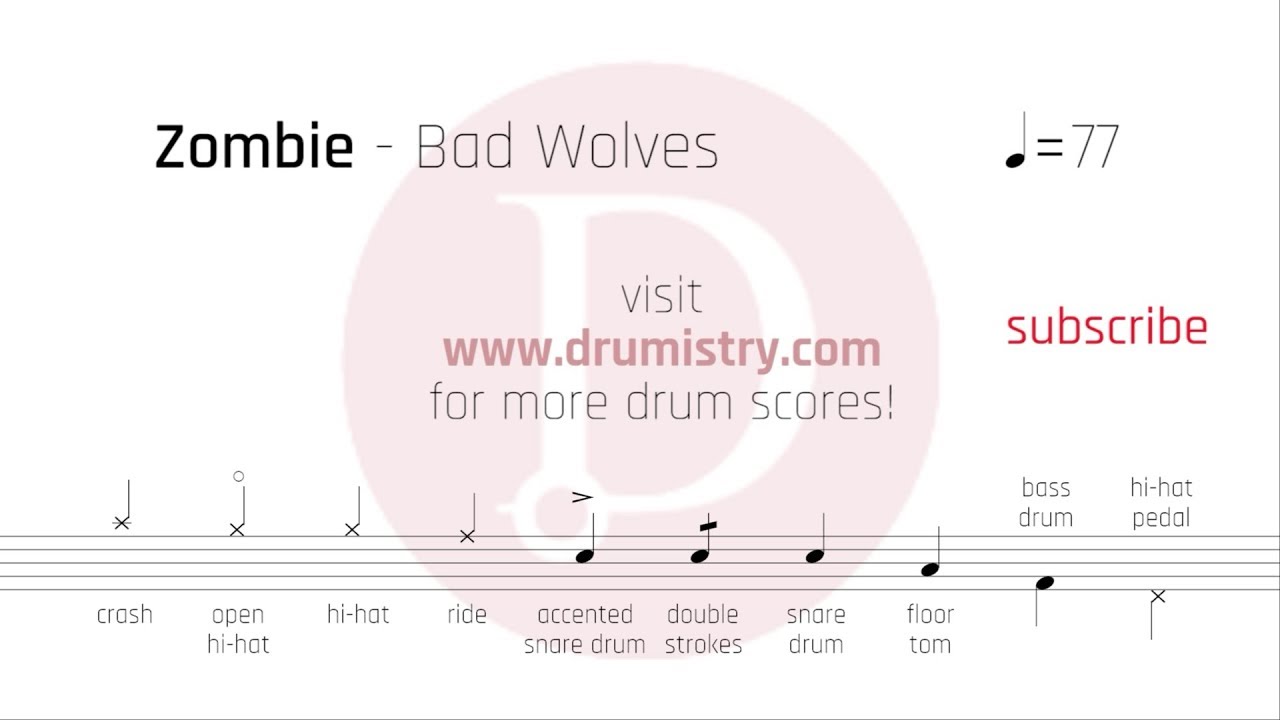 Bad Wolves - Zombie Drum Score - YouTube