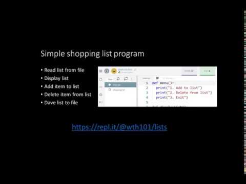 Code walkthrough Python shopping list program - YouTube