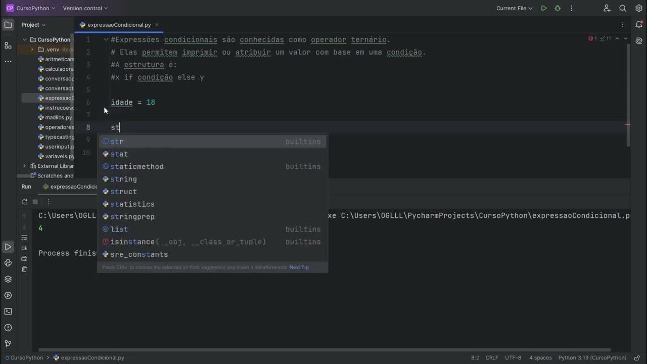 Aula 12: Como Usar Expressões Condicionais (Operador Ternário) em Python! - YouTube