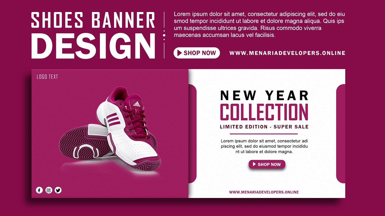 Adidas Shoes Web Banner Design in Photoshop - Photoshop Tutorials - YouTube