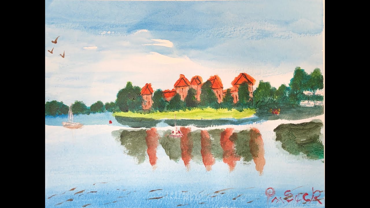 Trakai Island Castle Lithuania Acrylic painting - YouTube