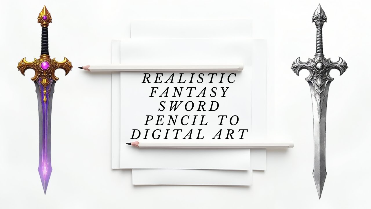 Realistic Fantasy Sword Pencil to Digital Art - YouTube